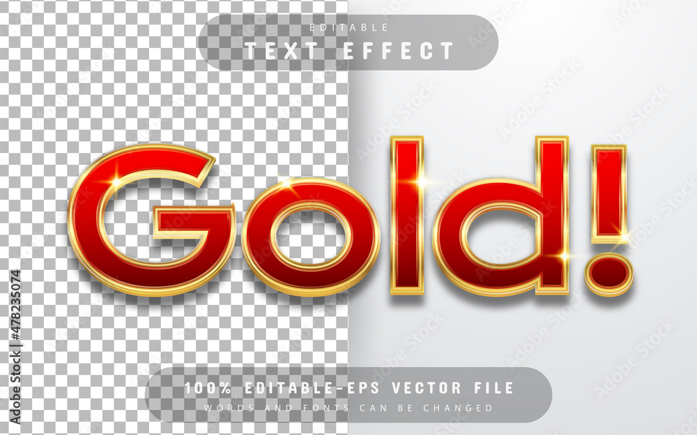 Red gold text effect editable Stock Vector | Adobe Stock