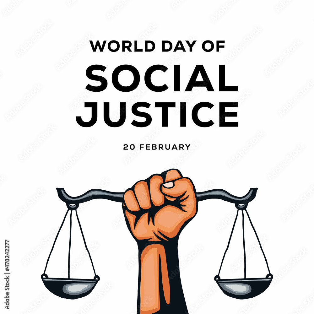 world day of social justice design vector illustration with hand ...