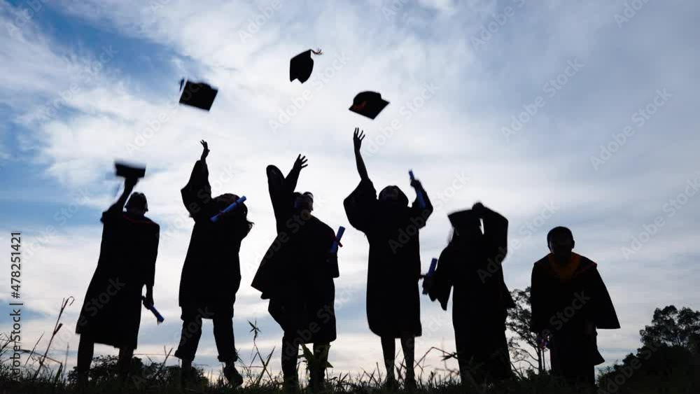 Silhouettes of students Celebration Education Graduation Student ...