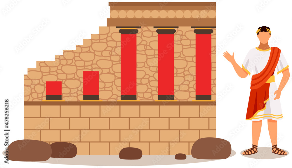 Ancient man dressed in traditional clothes of emperor stand near ...