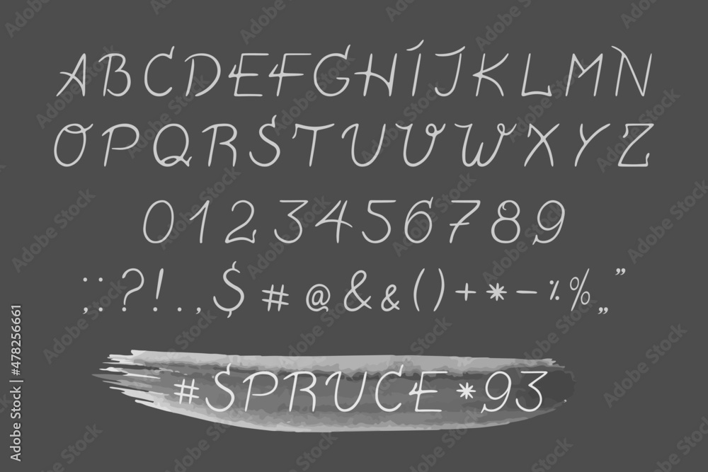 Hand drawn font alphabet. Set of lowercase letters in minimal style ...