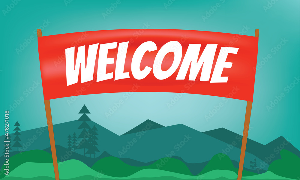 welcome camping ground banner and background Stock Vector | Adobe Stock