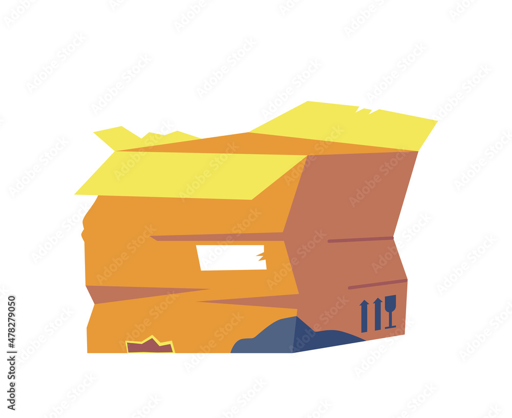 Damaged Carton Box, Garbage Closeup Isolated on White Background ...