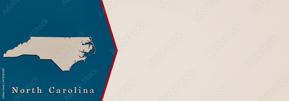 North Carolina map and template banner. The name of state North ...