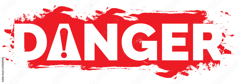 Danger sign, vector. Red danger alert sign. Sticker template isolated ...