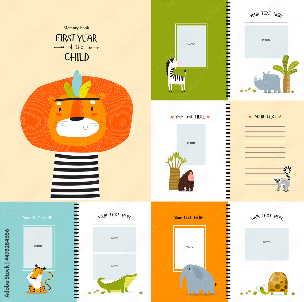 Print. Memory book. Photobook for children. The first year of the child ...