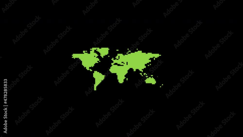 Vidéo Stock pixel world map Glitch icon animated.isolated on black ...