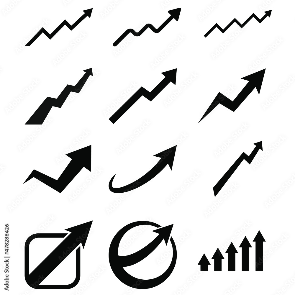 Growth Trend Chart icon vector set. Profit graph illustration sign ...