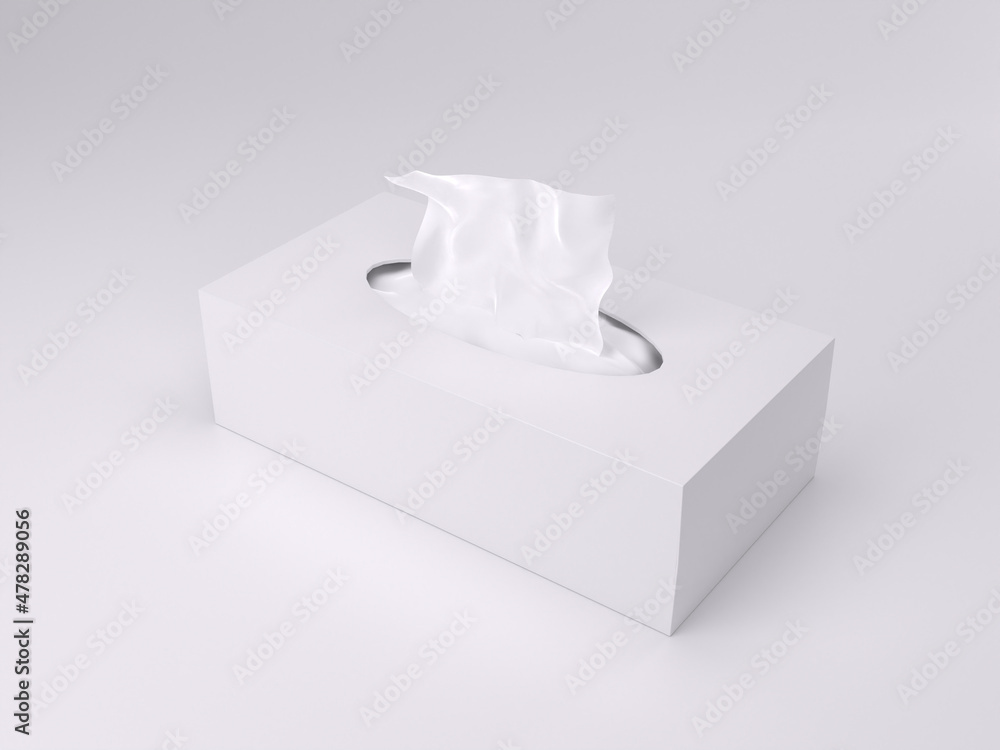 3d render empty white tissue box mockup template photo in white ...
