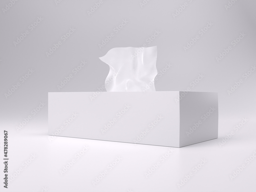 3d render empty white tissue box mockup template photo in white ...