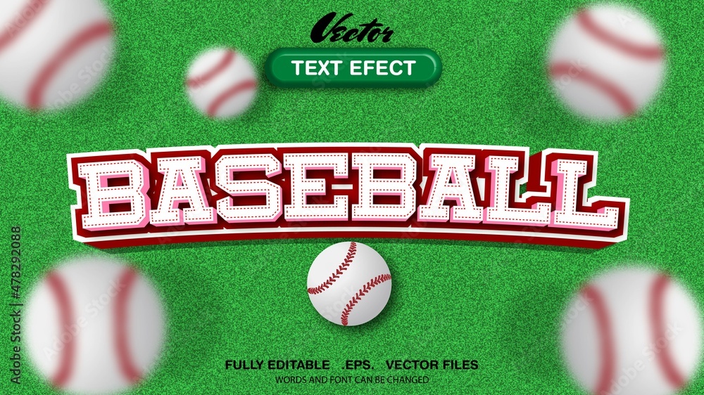 baseball editable text effect premium vector Stock Vector | Adobe Stock