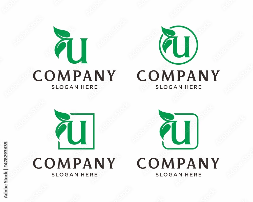 Letter U with leaf logo design Stock Vector | Adobe Stock
