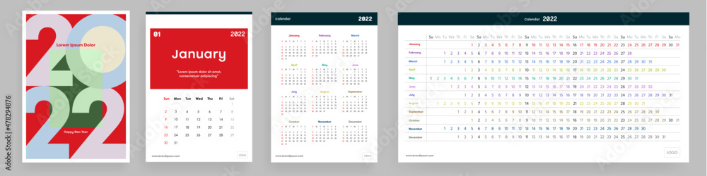 Modern 2022 сalendar design. 2022, 2023. Editable calendar page ...