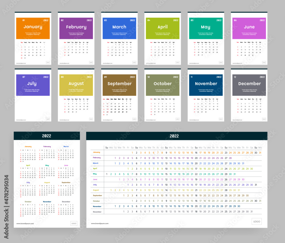 Modern 2022 сalendar design. 2022, 2023. Editable calendar page ...