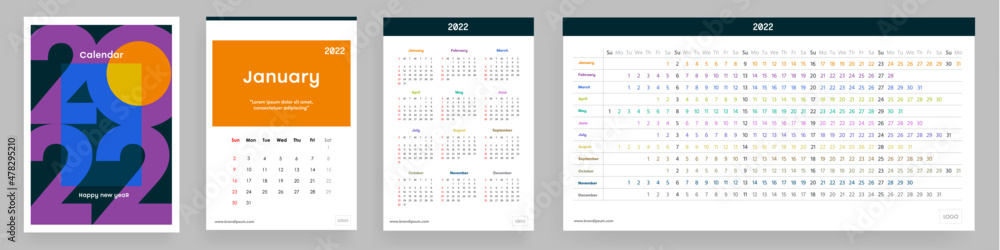 Modern 2022 сalendar design. 2022, 2023. Editable calendar page ...
