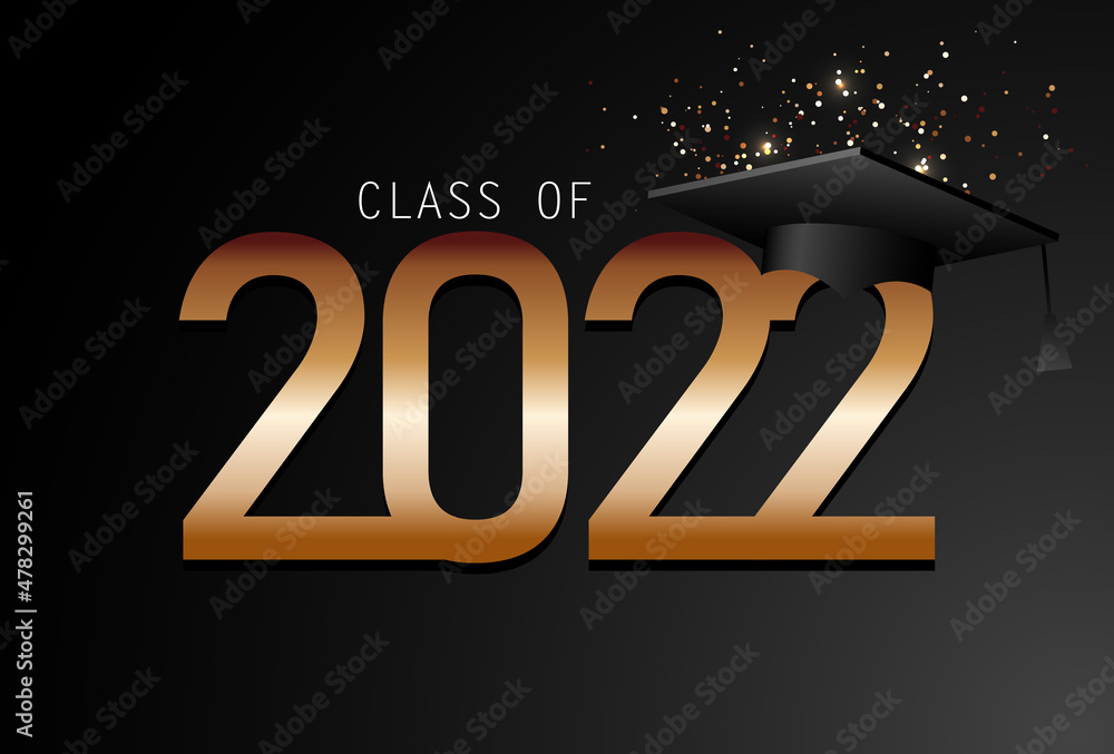 Class of 2022 elegant card in black and gold colors for banners flyers ...