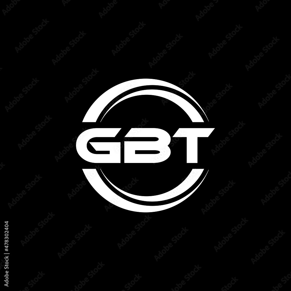 GBT letter logo design with black background in illustrator, vector ...