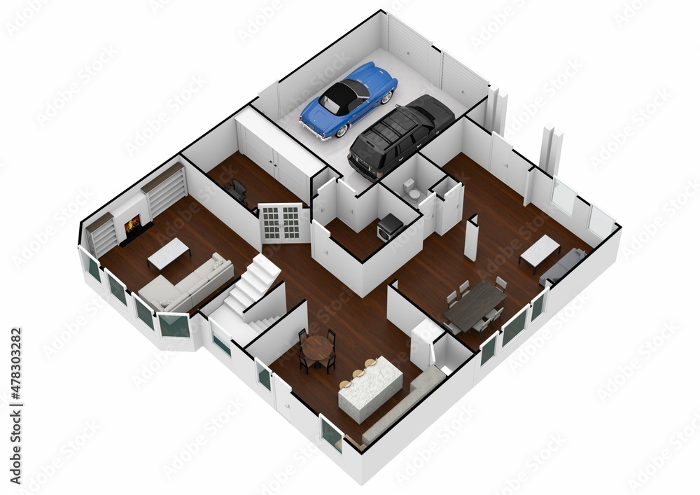 Color floor plan for marketing. 3d floor plan. Interior design. Home ...
