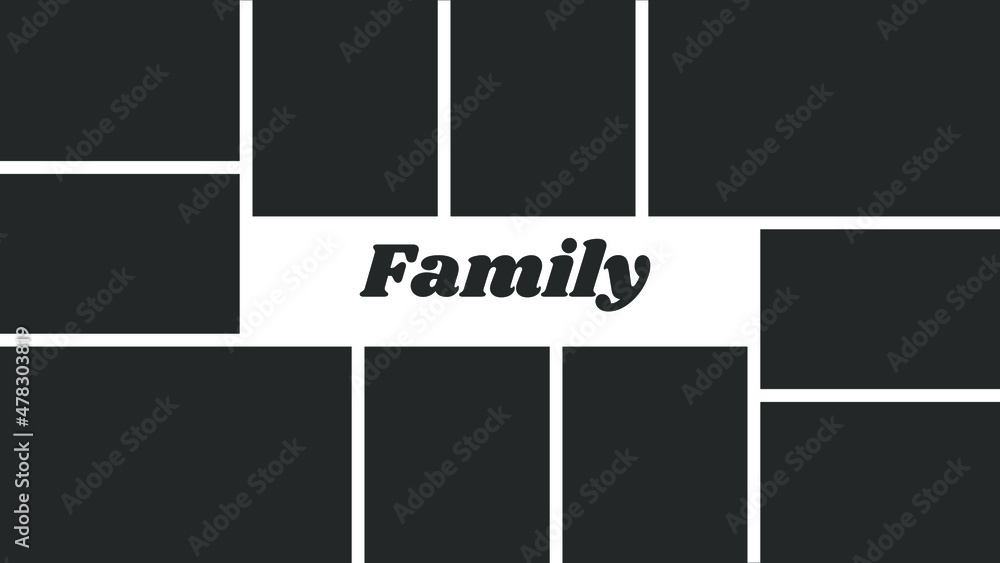 Photo collage Template for wall gallery. Black empty photo with white ...