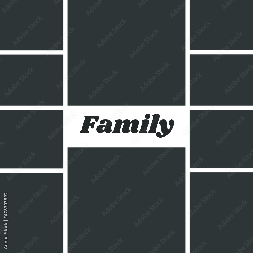 Photo collage Template for wall gallery. Black empty photo with white ...