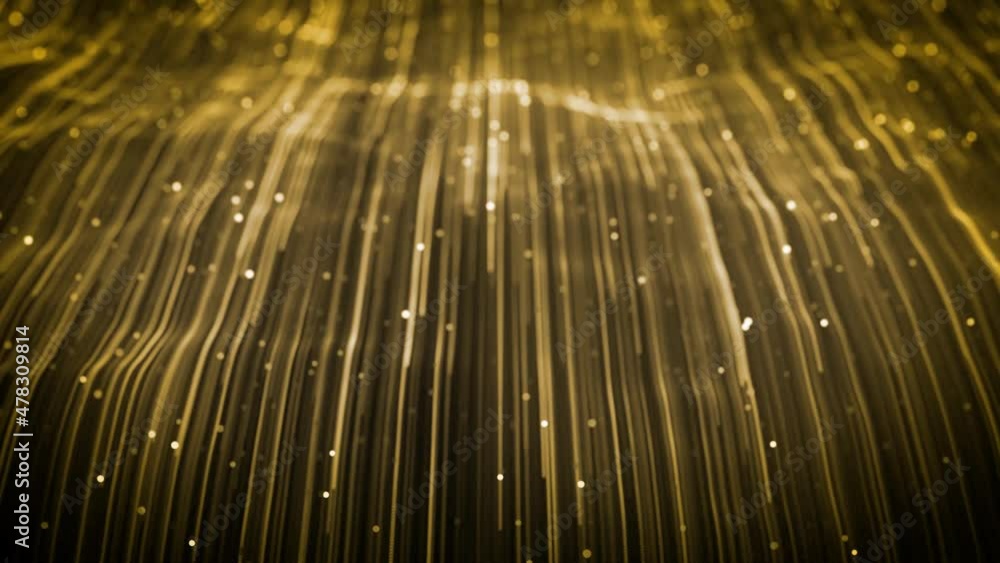 Abstract Light Gold Strings Flowing Background Loop/ 4k animation of an ...