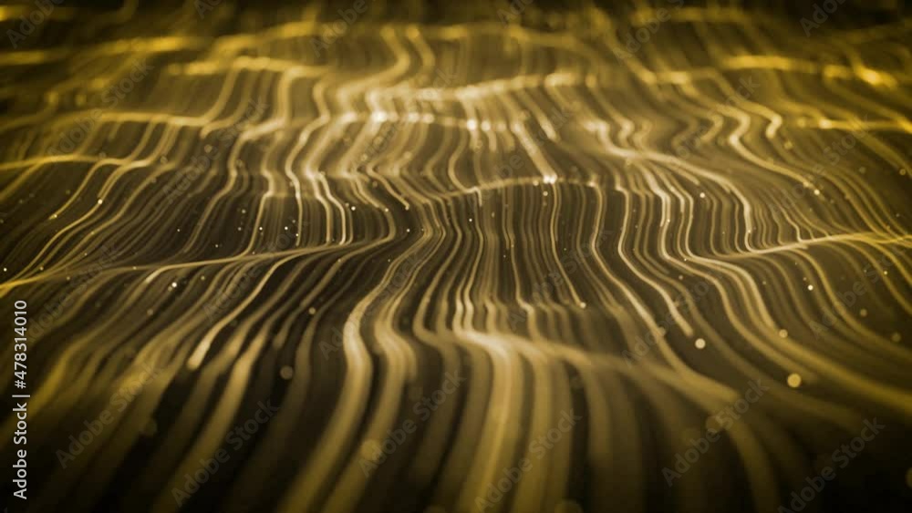 Abstract Light Gold Strings Flowing Background Loop/ 4k animation of an ...