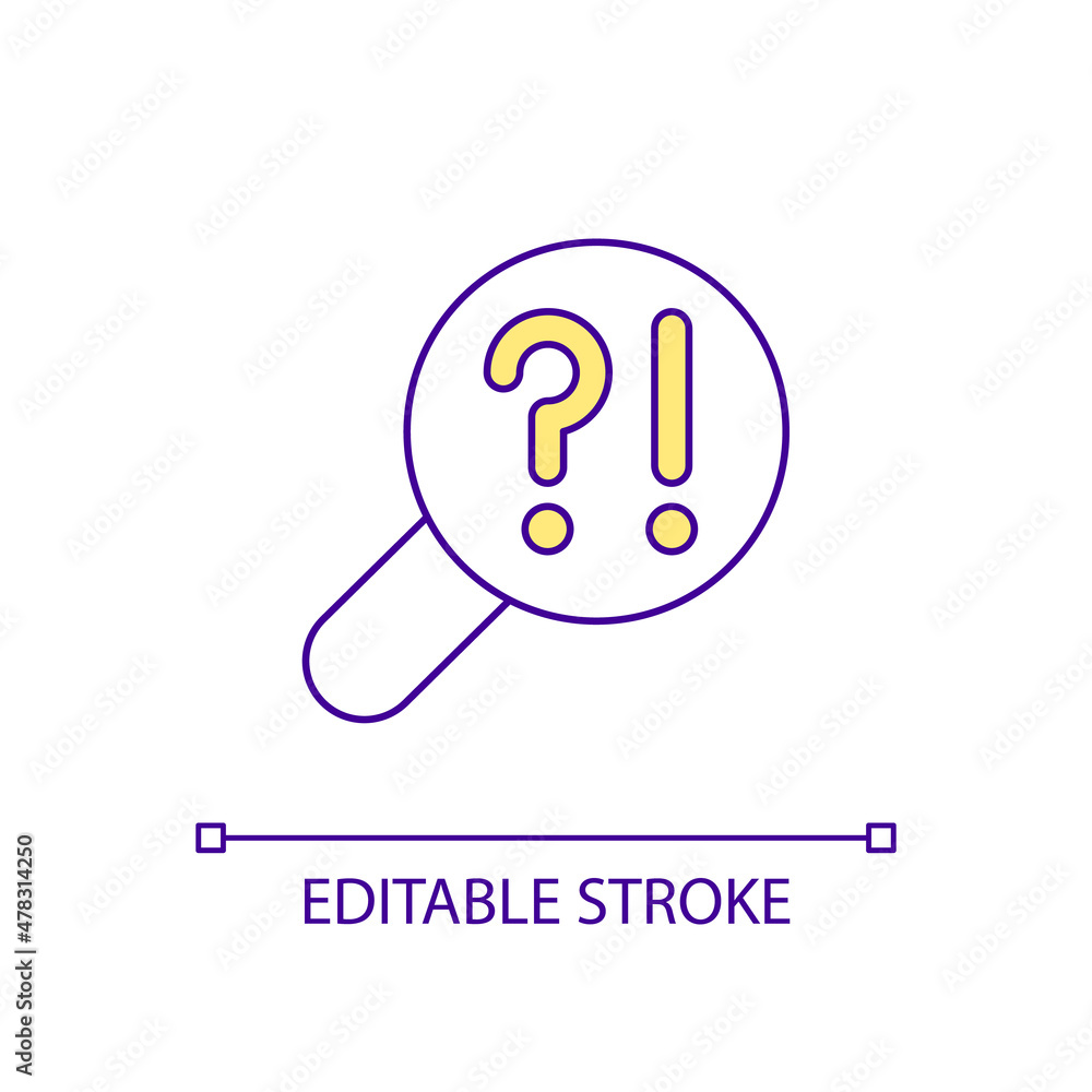 Research questions RGB color icon. Finding solution for problem ...