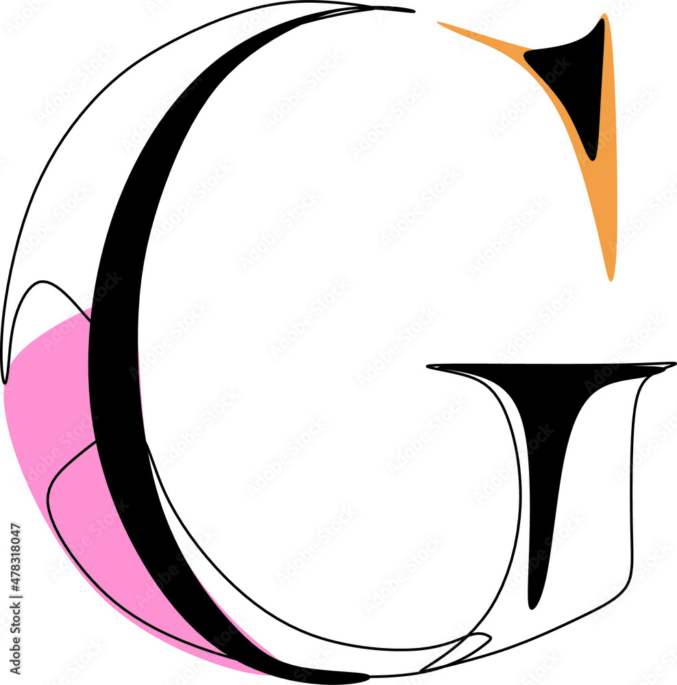 Letter G Abstract Line Art minimalist modern fashion font alphabet ...