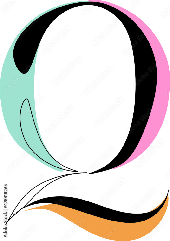 Letter Q Abstract Line Art minimalist modern fashion font alphabet ...