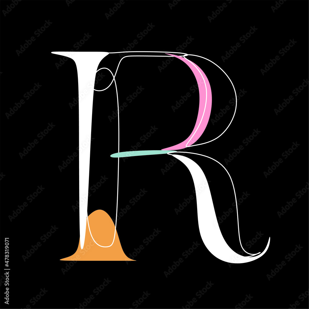 Letter R Abstract Line Art minimalist modern fashion font alphabet ...