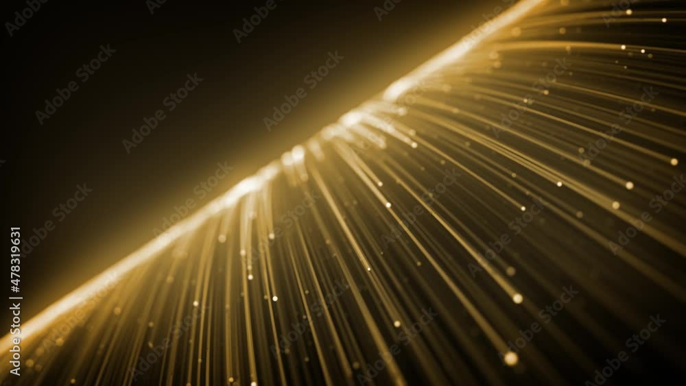Abstract Light Gold Strings Flowing Background Loop/ 4k animation of an ...