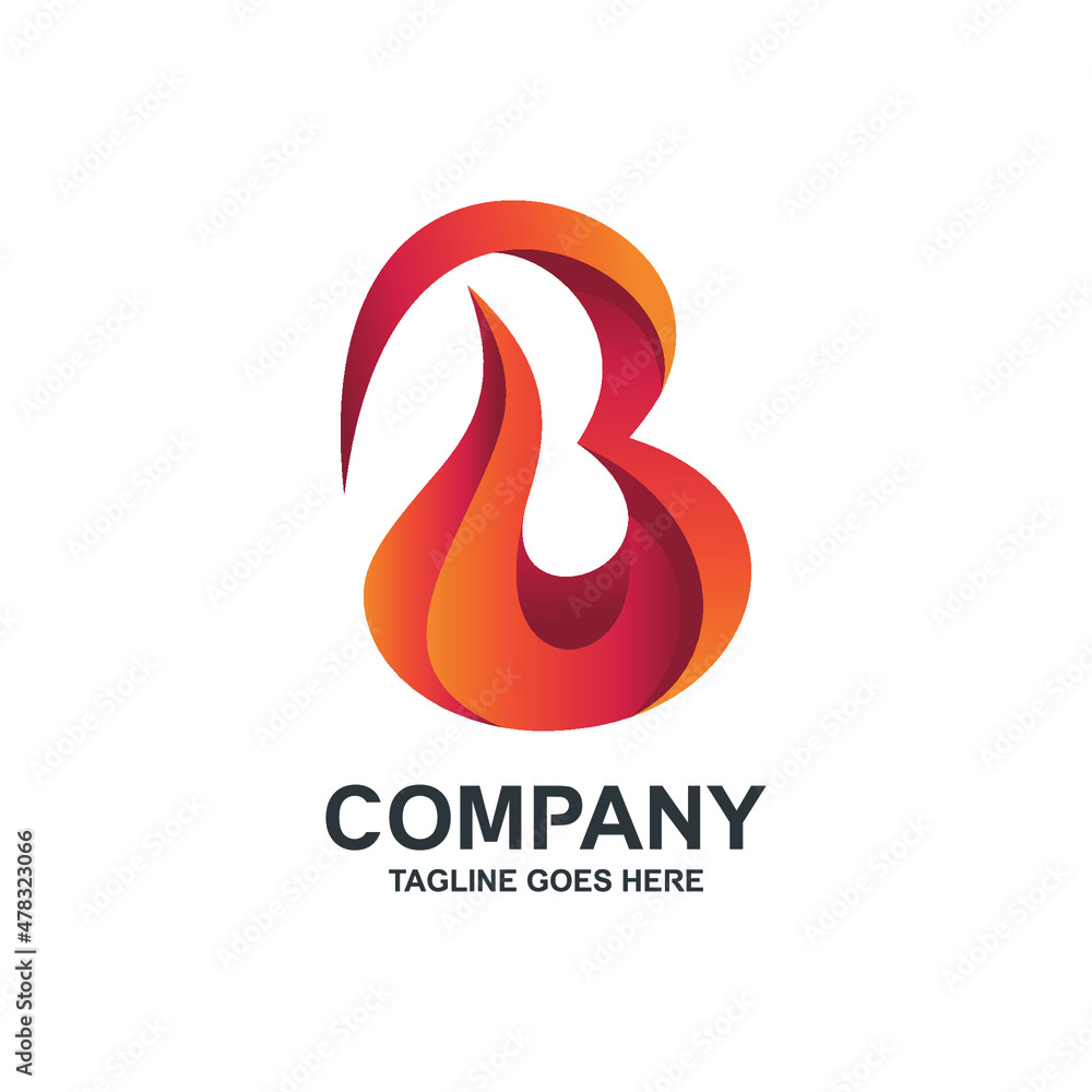Letter b fire logo design in vector Stock Vector | Adobe Stock