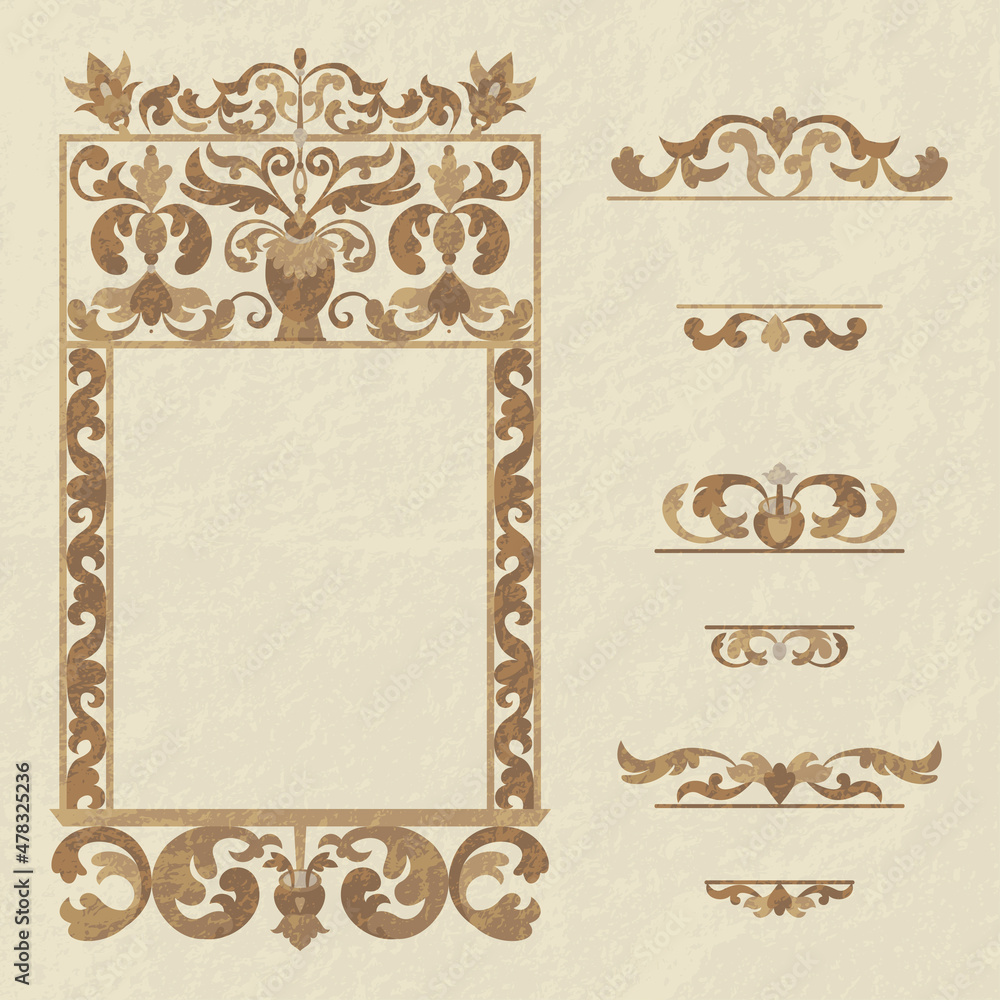 Set of vintage borders and frames for text. Stock Vector | Adobe Stock