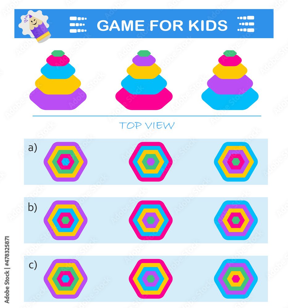 Logical puzzle game. Need to find correct top view of pyramids. IQ ...