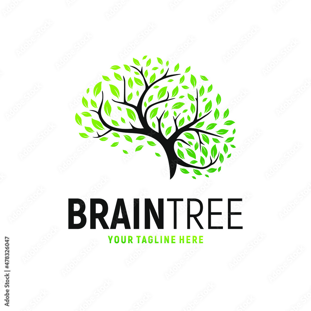 Brain Tree with Root Logo Design Template Inspiration, Vector ...