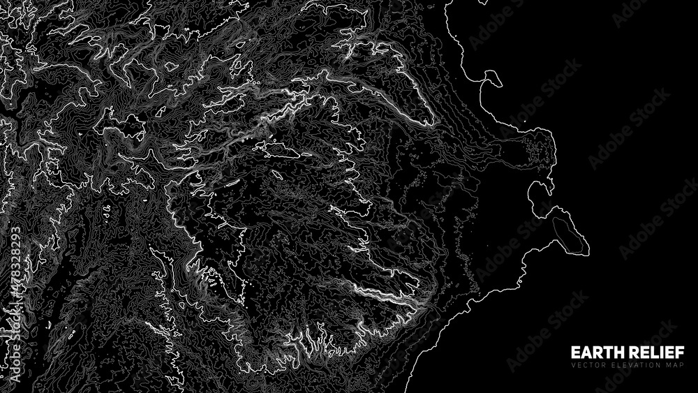 Vector abstract earth relief map. Generated conceptual elevation map ...