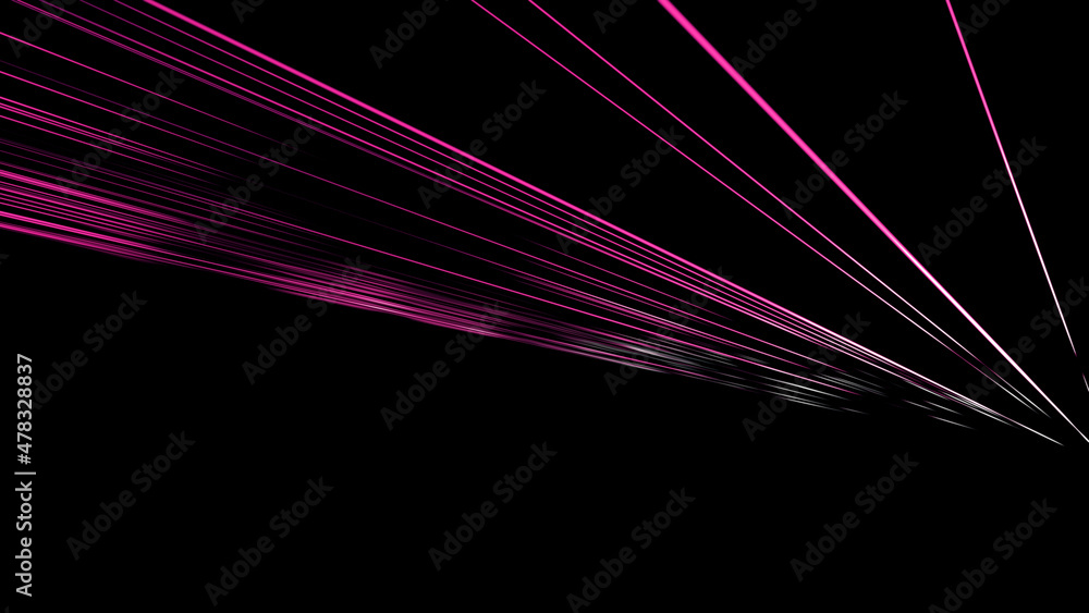 glowing pink neon rays on a black background. abstract pink neon ...