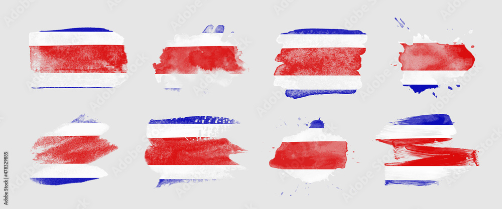 Painted flag of Costa Rica in various brushstroke styles. Stock Vector ...