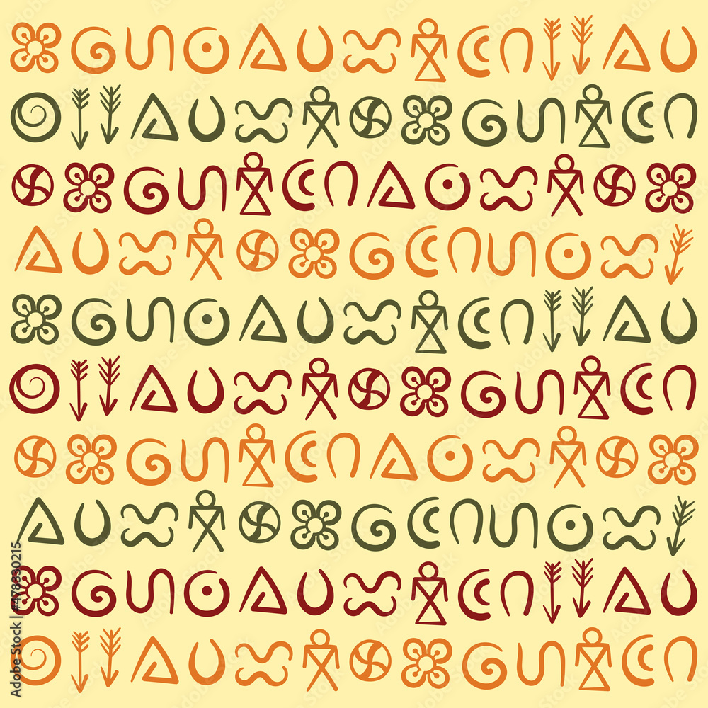 Abstract signs and elements, ancient writing. Hand drawn Vector doodles ...