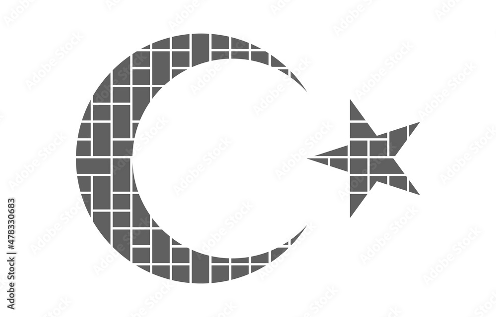 Photo collage frames template inside Turkish flag sign. Moon and star ...