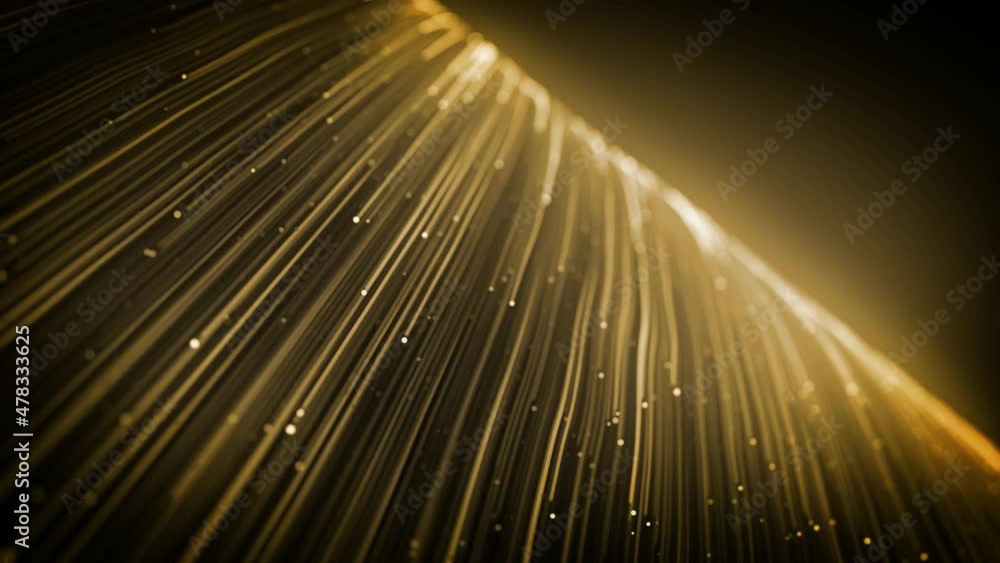 Abstract Light Gold Strings Flowing Background Loop/ 4k animation of an ...