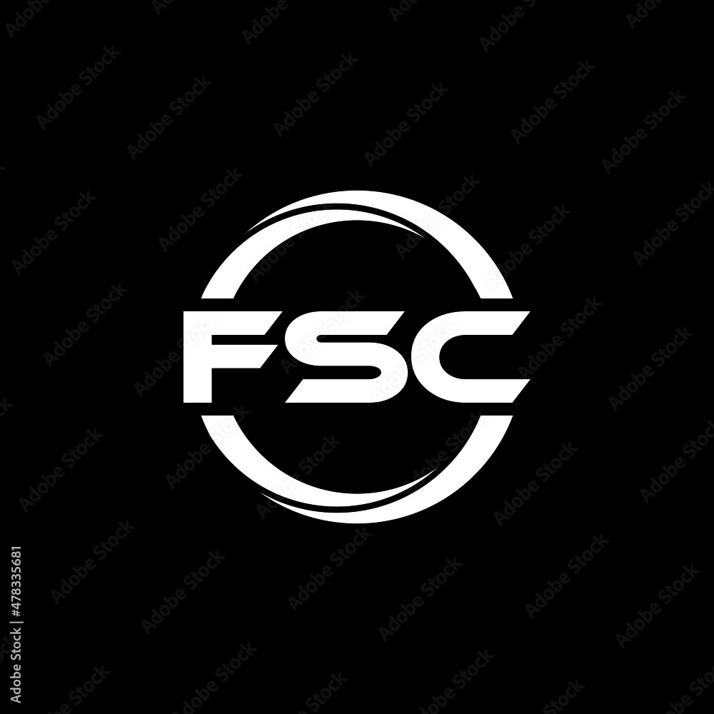 FSC letter logo design with black background in illustrator, vector ...