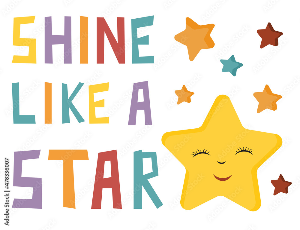 Vecteur Stock Shine like a star. Poster with stars and modern lettering ...