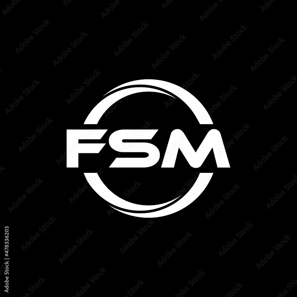 FSM letter logo design with black background in illustrator, vector ...