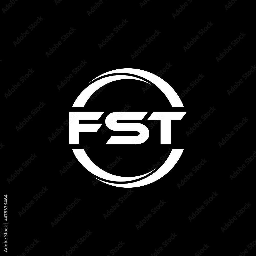 Vecteur Stock FST letter logo design with black background in ...