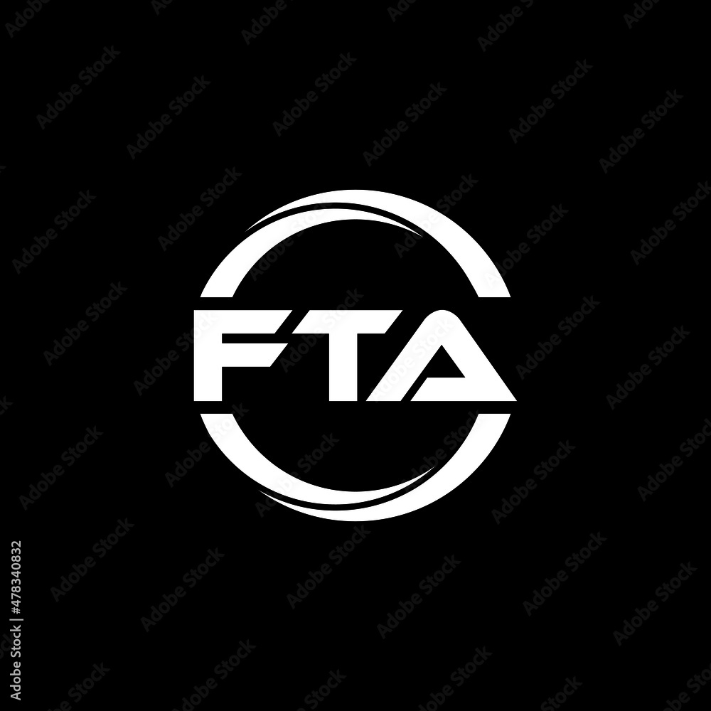FTA letter logo design with black background in illustrator, vector ...