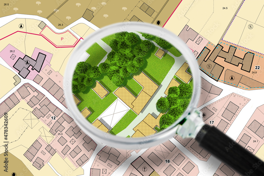 Searching new home - concept with an imaginary General Urban Plan with ...