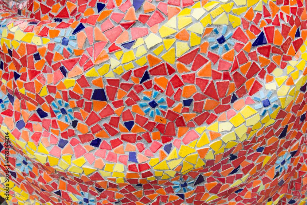 Abstract, Colorful ceramic tile patterns in temple(Wat Ban Rai) at Dan ...