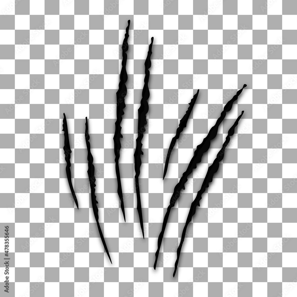Claws scratches icon isolated on transparency background. Several forms ...