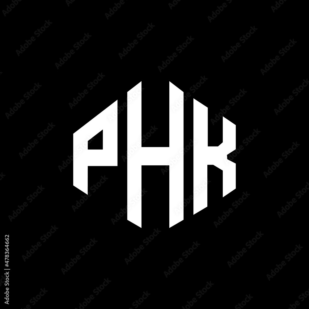 PHK letter logo design with polygon shape. PHK polygon and cube shape ...